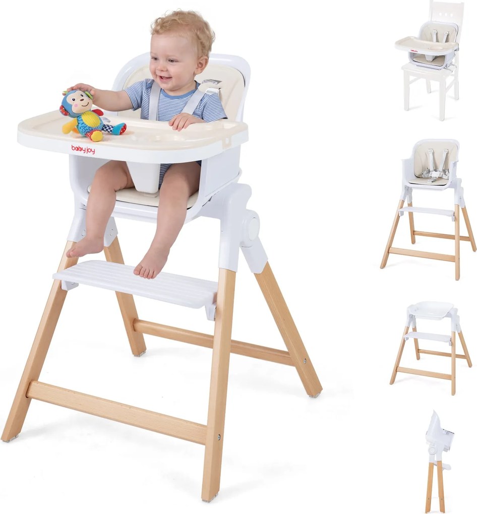 Costway Vysoká stolička baby 4 v 1 dětská vysoká židle skládací nastavitelná