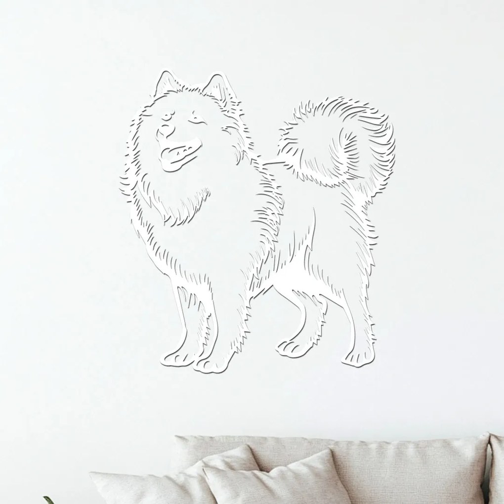 dřevo života Dřevěný obraz psa SAMOJED Zvolte rozměr (cm): 54x60, Zvolte barvu dekoru: Černá