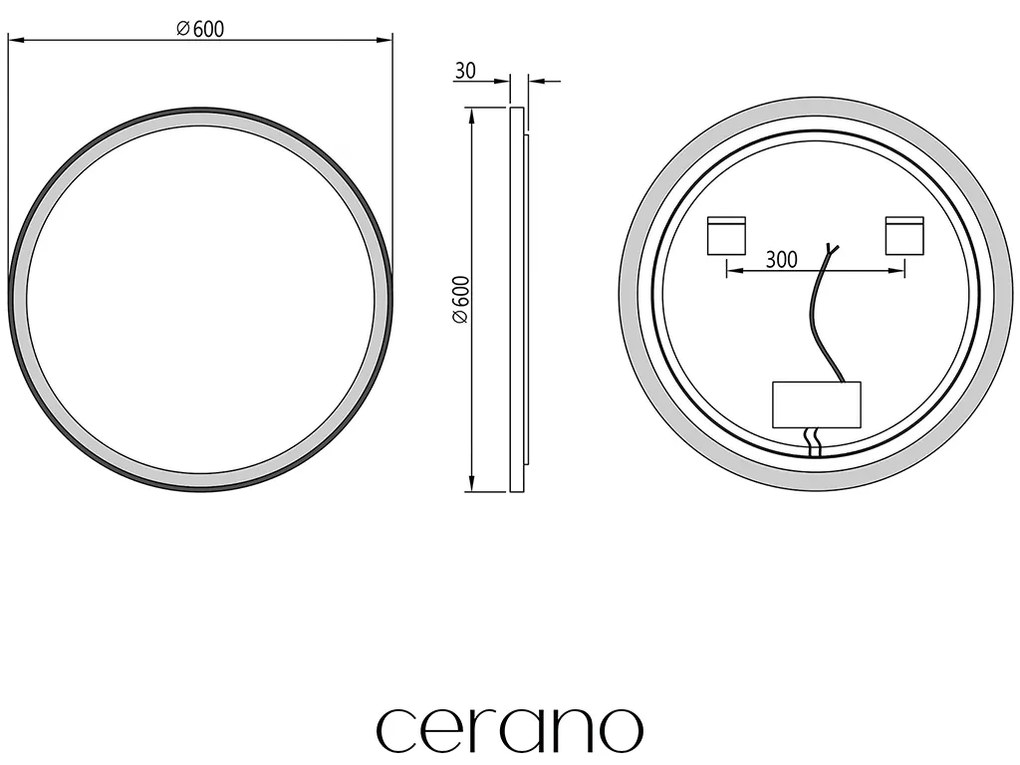 CERANO - Koupelnové LED zrcadlo Vito, kovový rám - černá matná - Ø 60 cm