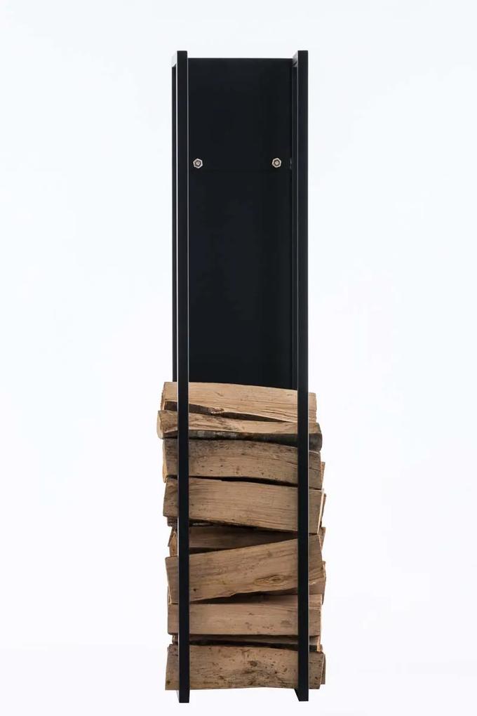 Stojan na palivové dřevo Ørnes - černý | 120x25x25 cm