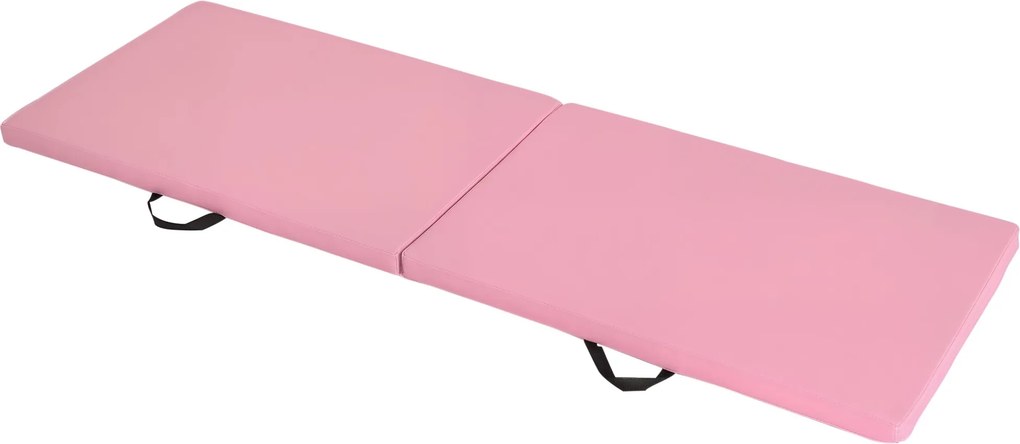 HOMCOM Skládací Cvičební Podložka pro Gymnastiku, Jógu a Pilates 180L x 60W x 5H cm Růžová