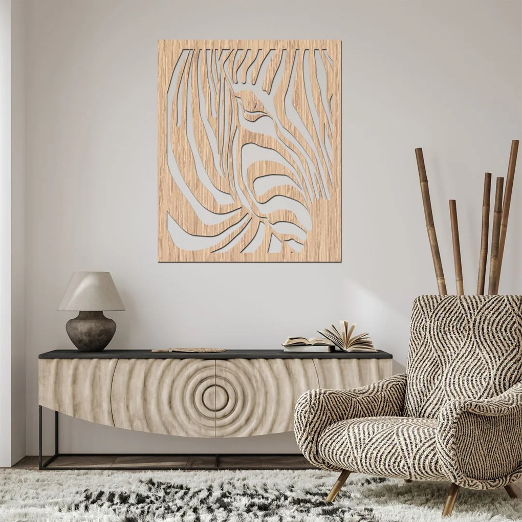 dřevo života Dřevěný obraz na zeď ZEBRA Rozměry (cm): 95x114, Barevný vzor: Světlý dub
