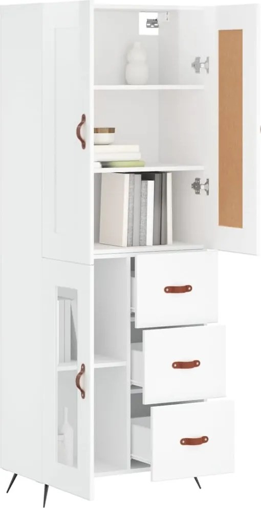 vidaXL Skříň highboard 69,5 x 34 x 180 cm kompozitní dřevo [3199915] Barva: bílá s vysokým leskem