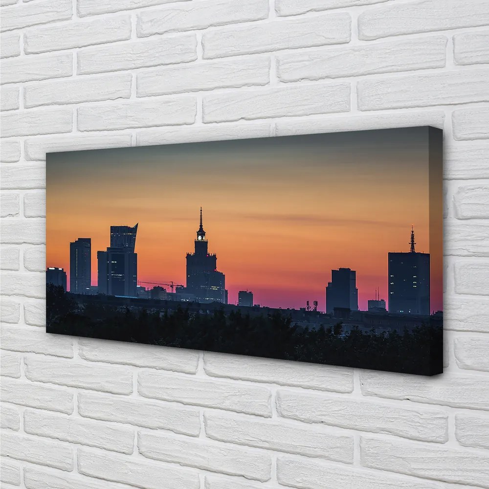 Obrazy na plátně Sunset panorama Varšavy 100x50 cm