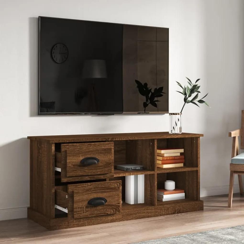 TV skříňka hnědý dub 102 x 35,5 x 47,5 cm kompozitní dřevo - Default Title
