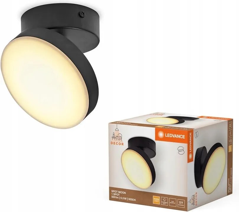 Led nástěnné svítidlo 5.5W 280lm Cct Černá Spot Moon Ledvance