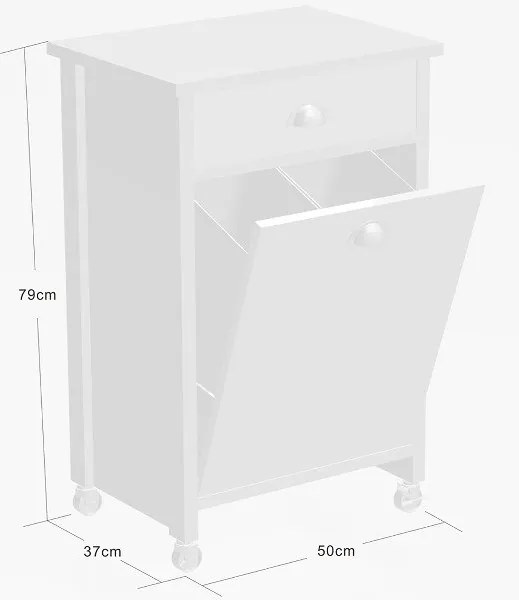 Kuchyňský vozík na kolečkách, bílý, KESPER