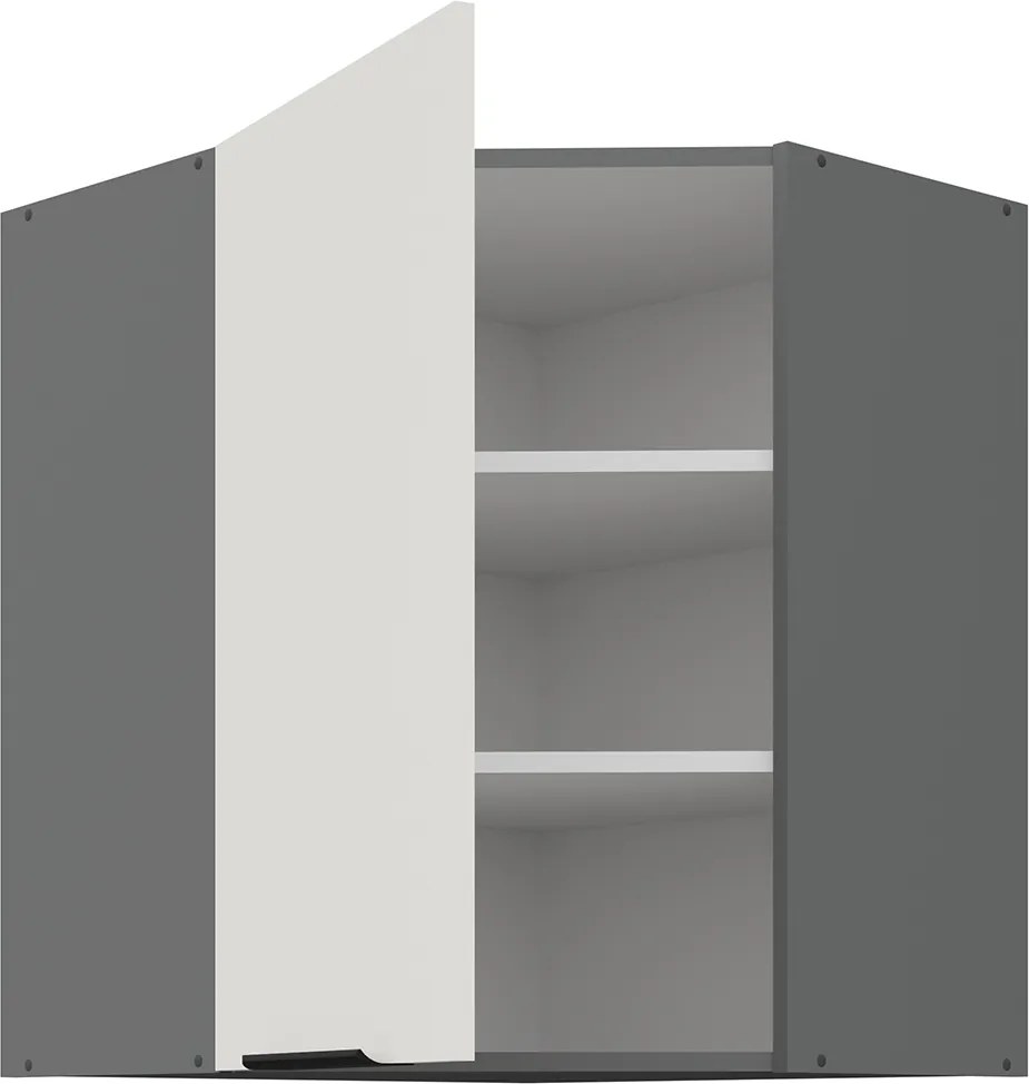 ARIA aw | horní kuchyňská skříňka 60x60 GN-72 1F (45°) rohová s policemi | 60x60 cm | antracit/bílá