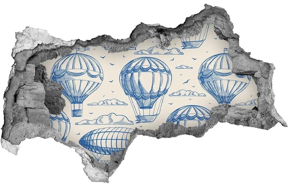 Wallmuralia Fotoobraz díra na stěnu Balony s vzducholodě 95x73 cm