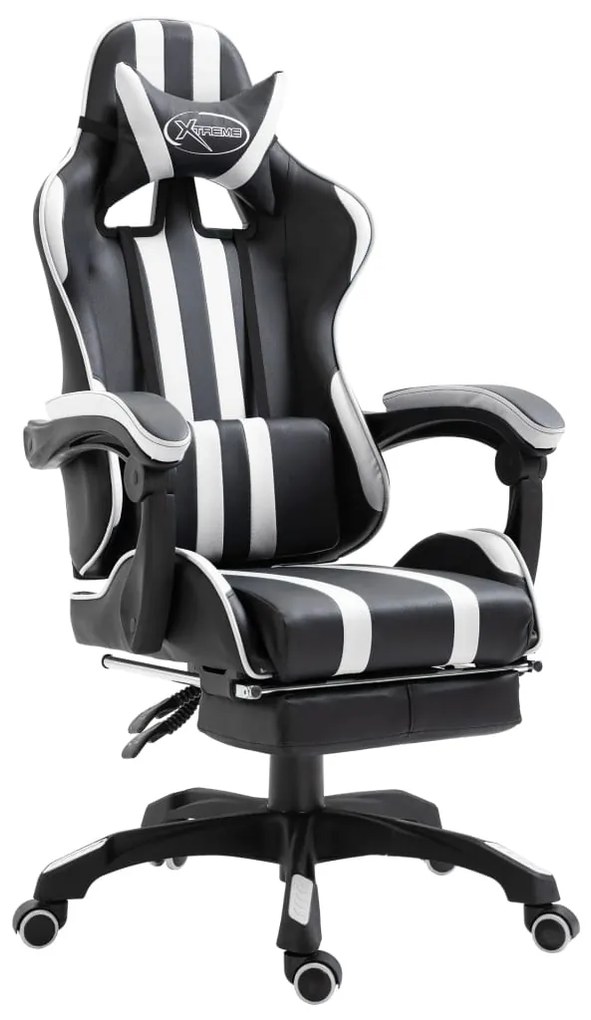 20221 vidaXL Herní židle s podnožkou bílá umělá kůže