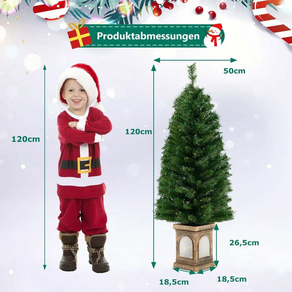Costway 120 cm Umělý vánoční stromek v květináči s osvětlením a časovačem