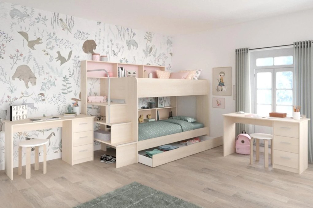 Aldo Dětský pokoj s patrovou postelí a psacími stoly Bibop - Patrová postel bez šuplíku Bibop