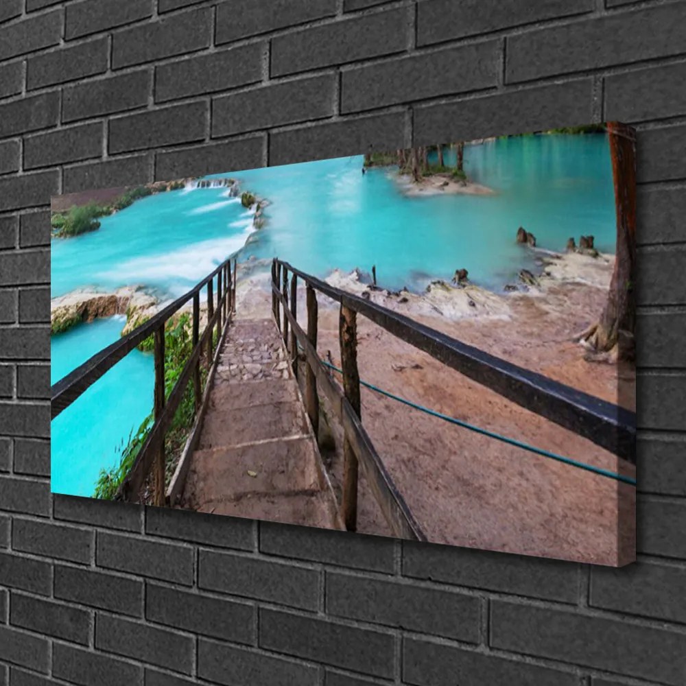 Obraz na plátně Schody Jezero Architektura 125x50 cm