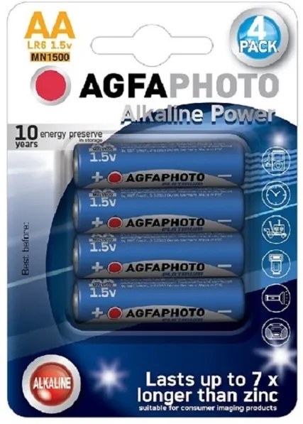 AgfaPhoto Power alkalická baterie 1,5V LR6/AA, 4ks blistr