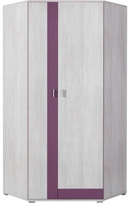 Vyrobeno v EU NEXT - Rohová šatní skříň NX2 Barva: bělená borovice / šedá