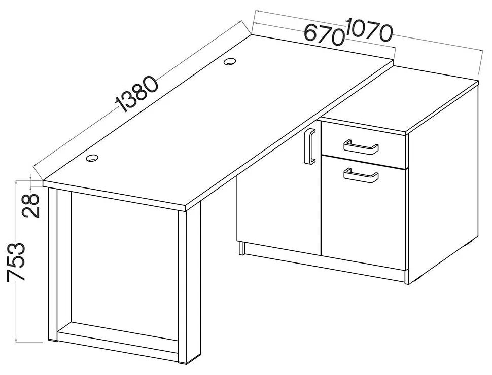 MELTA | rohový psací stůl AR130 | 138 cm | UNI provedení | artisan