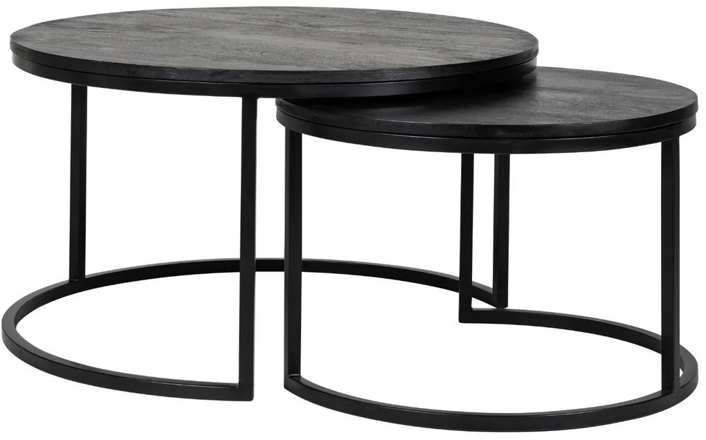 OnaDnes -20% Set dvou černých mangových konferenčních stolků Richmond Catana 60/80,5 cm