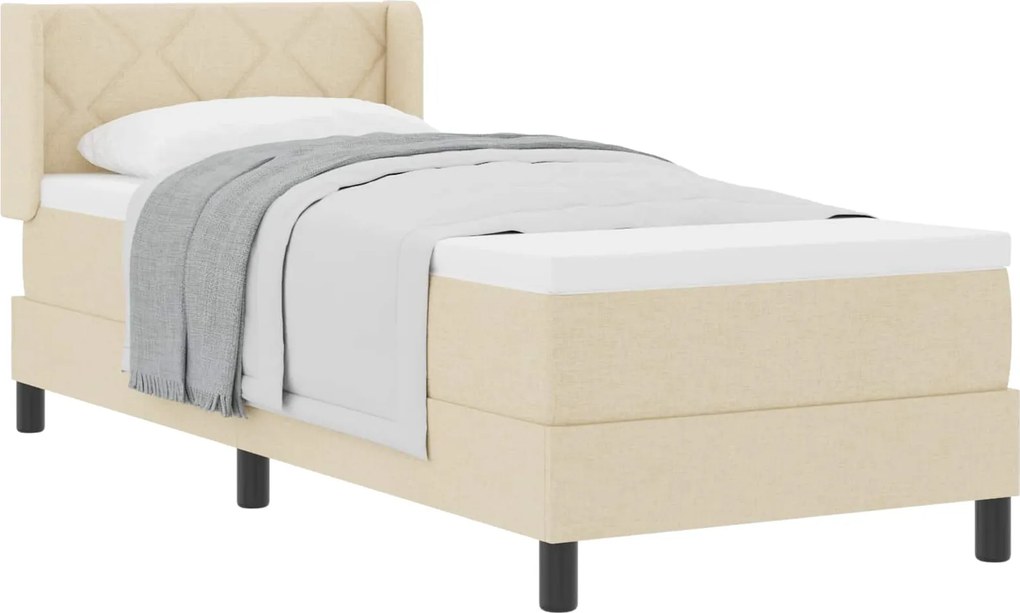 Postel s boxspringem s čelo Krémová 200 x 80 cm textil 3341137