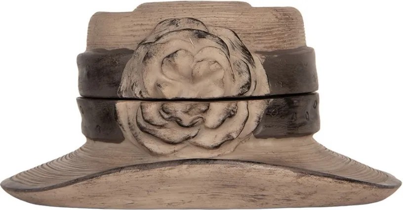 Hnědý antik dekorační klobouk šperkovnice - Ø 22*11 cm