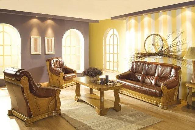 Casarredo - Komfort nábytek Rustikální řeslo DEREK I kůže | potah: kůže Magnolia,barva: moření wenge