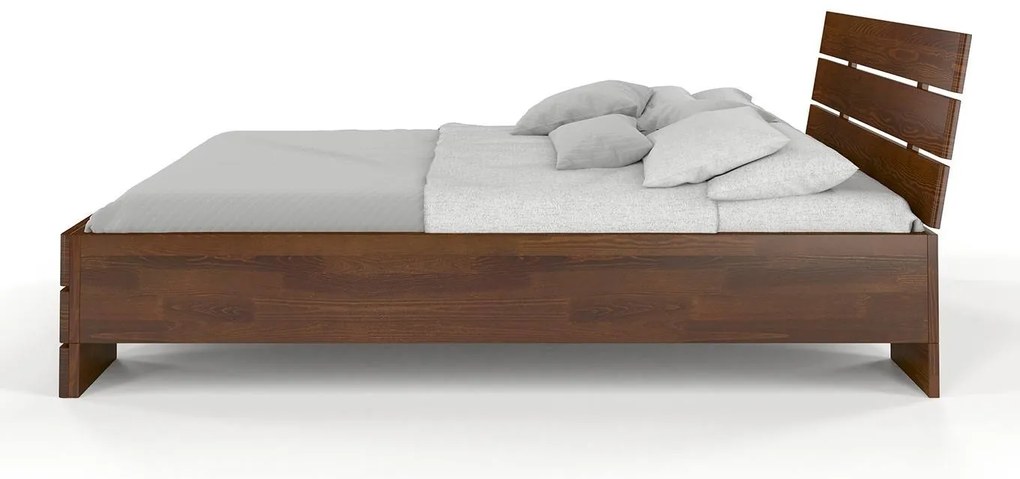 Prodloužená postel Sandemo - borovice Odstín moření: Palisander, Rozměr: 140x220