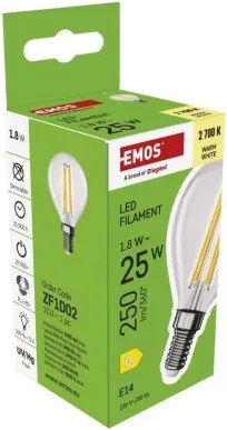 Emos lighting LED žárovka Filament Mini Globe / E14 / 1,8 W (25 W) / 250 lm / teplá bílá 1525731251