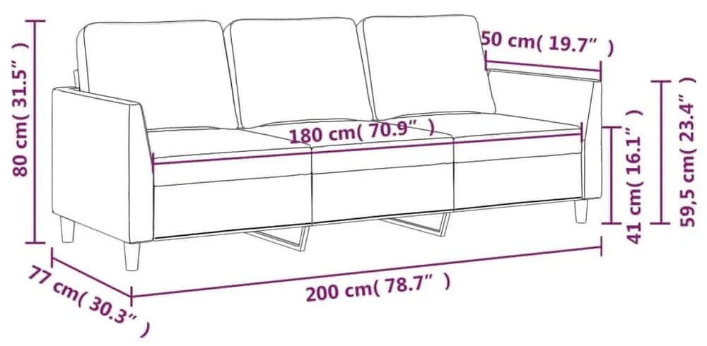 Petromila 3místná pohovka krémová 180 cm umělá kůže