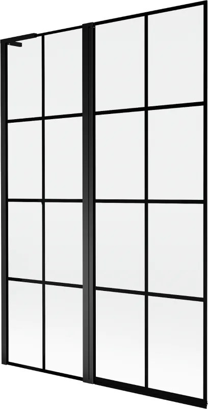 Mexen Mist L, 2-křídlová vanová zástěna, levá 120 x 150 cm, černá mřížka, černá - 8A9L-120-011-70-77-L