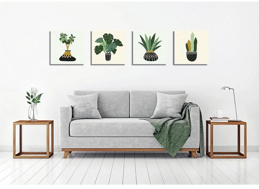 Obrazy v sadě 4 ks 30x30 cm Plants – Wallity