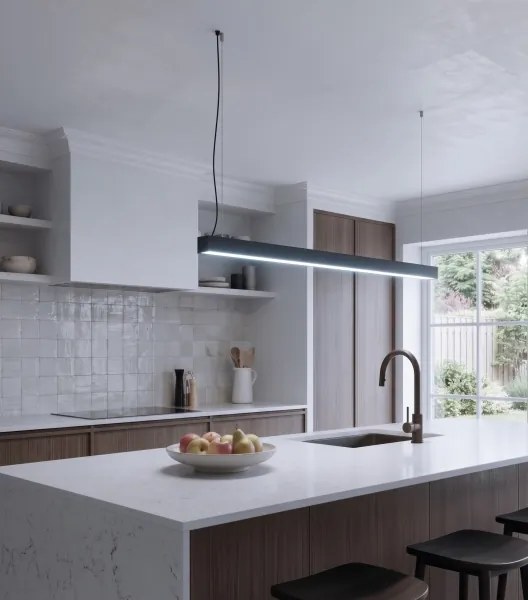 LED Přisazený/lustr na lanku LED/44W/230V 6000K 120 cm černá