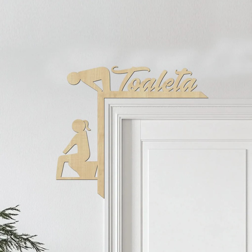 dřevo života Dřevěná dekorace nad dveře Toaleta Zvolte rozměr (cm): 30x27, Zvolte barvu dekoru: Dub Sonoma