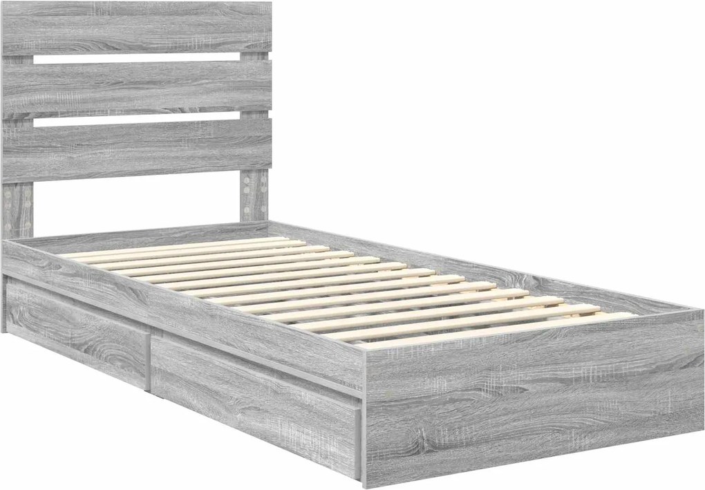 Postel s úložným prostorem se zásuvkou Šedá Sonoma 70 x 190 cm 3411937