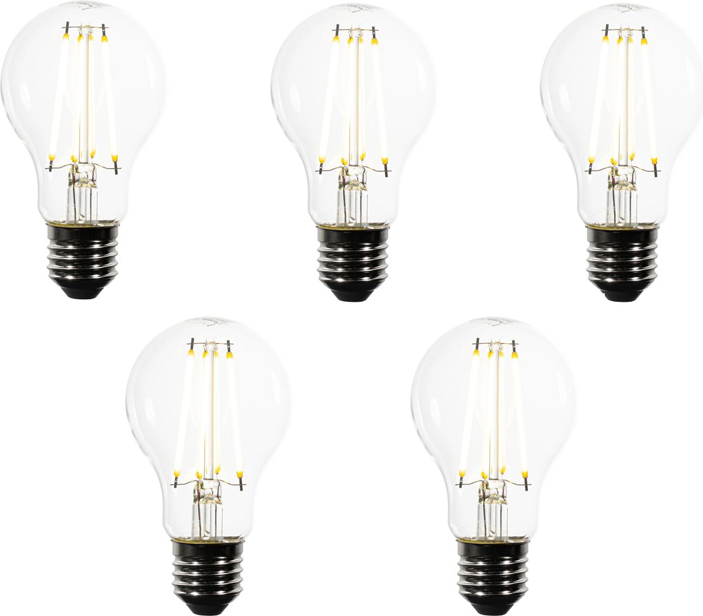 Sada 5 LED žárovek E27 A60 čirých 2,2W 470 lm 3000K