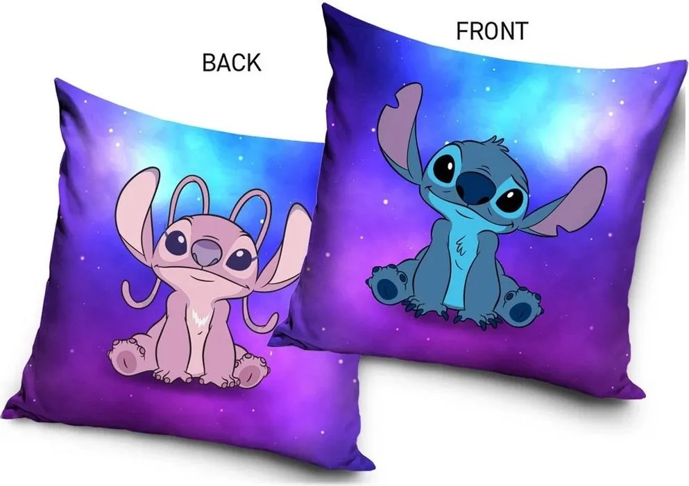 Velurový polštář Lilo a Stitch - motiv Stitch &amp; Angel - Snění pod Hvězdami - 40 x 40 cm