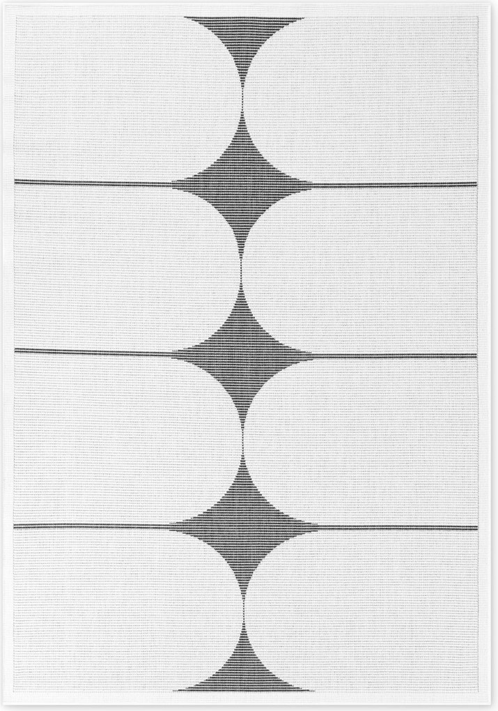 NORTHRUGS, Kusový koberec Duet Bowen 106244 Black/White - na ven i na doma, 200x290, černobílá, chodba / předsíň
