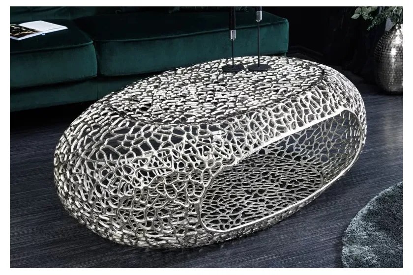 Massive home | Konferenční stolek LEAF II 120 stříbrný