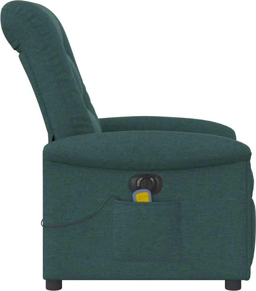 Elektrické masážní polohovací křeslo tmavě zelené textil 3303250