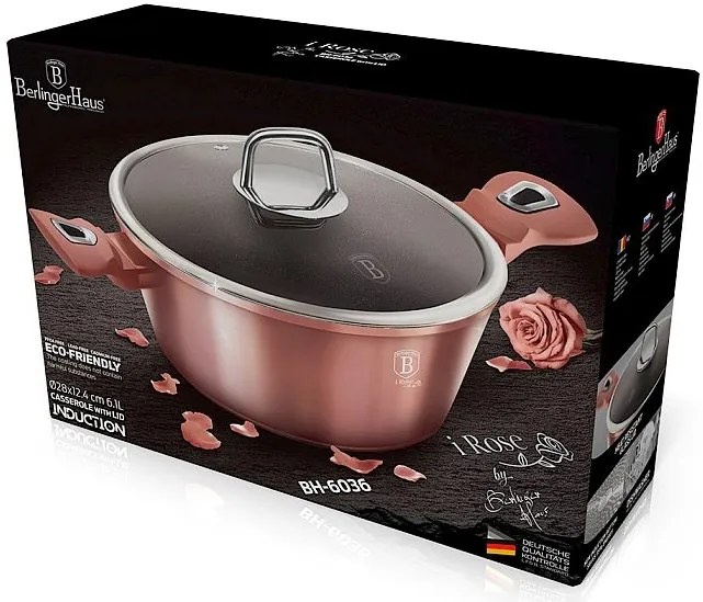 BERLINGERHAUS Kastrol s poklicí s titanovým povrchem 28 cm I-Rose Edition BH-6036