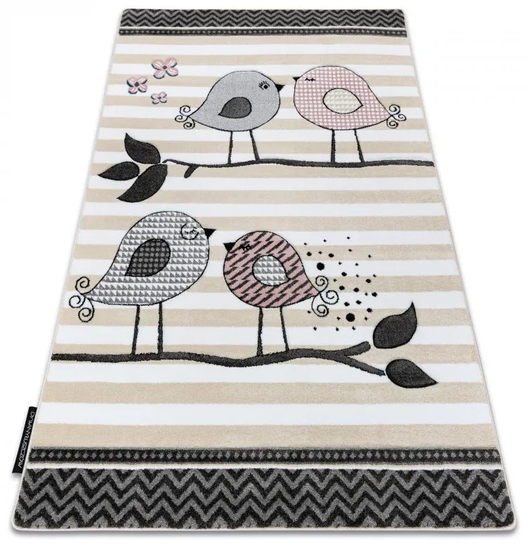 Dywany Łuszczów, Dětský kusový koberec Petit Birds cream, 140x190, šedá, dětský pokoj