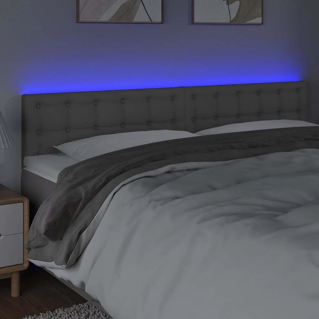 Čelo postele s LED šedé 180x5x78/88 cm umělá kůže 3121718