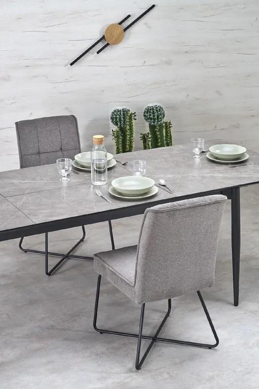 HALMAR CHARLES jídelní stůl šedý mramor/černý