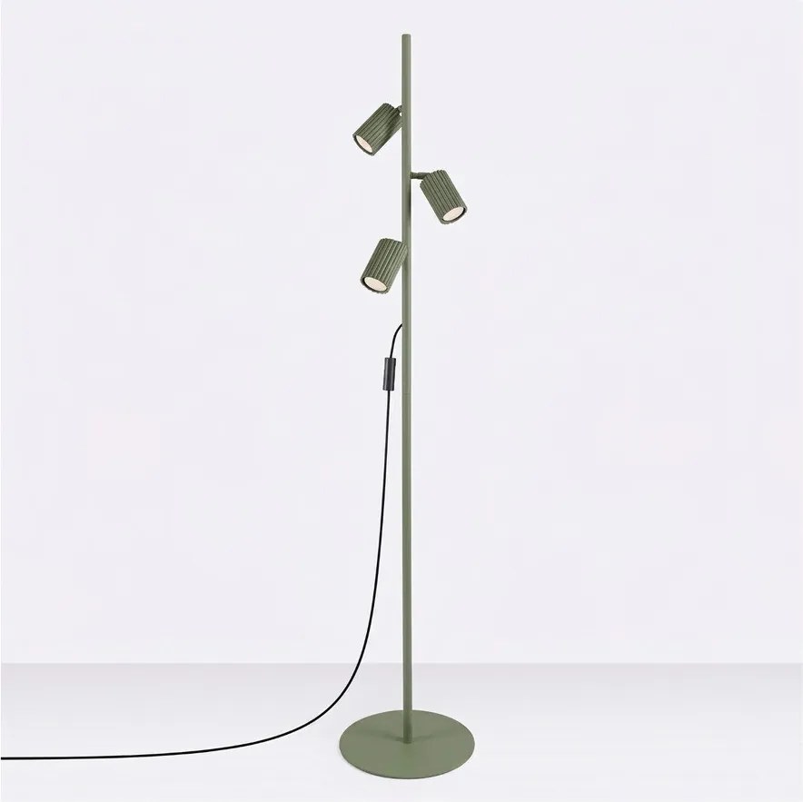 Zelená hliníková stojací lampa s ohybatelnou konstrukcí (výška 155 cm) Gleam – Sollux