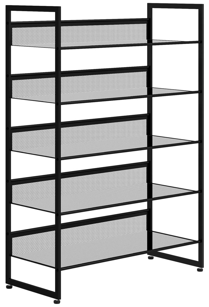 HOMCOM Stojan na boty, pětiúrovňový stojan na boty, stojan na boty pro max. 15 párů bot, organizér na boty s madlem, ocel, 72 cm x 30 cm x 102 cm| Ao…