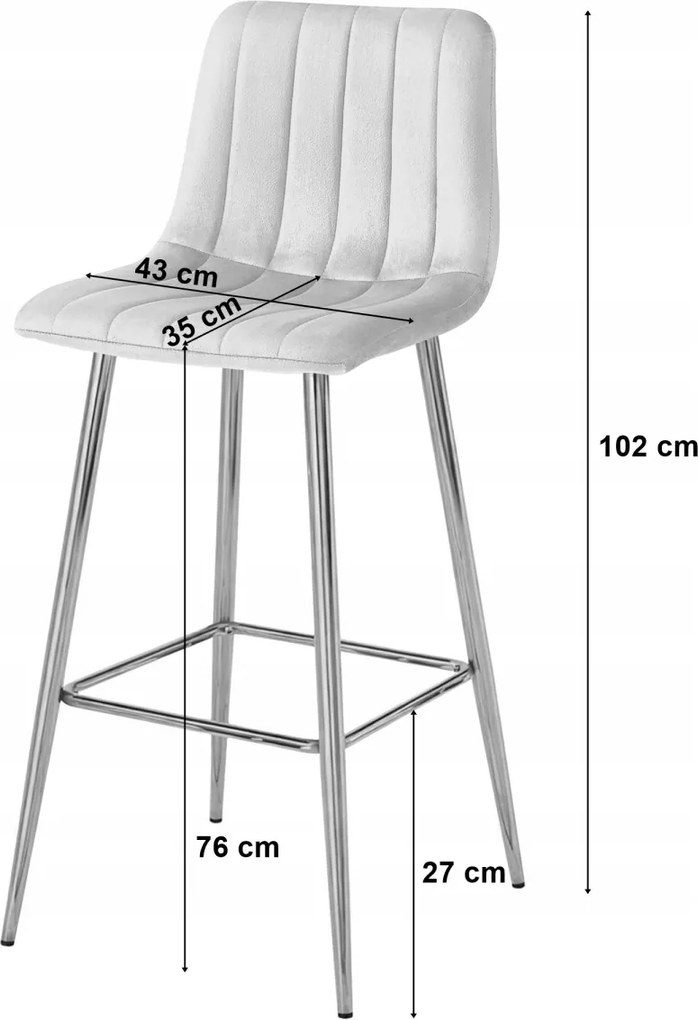 Barová židle POZZA VELVET, růžová