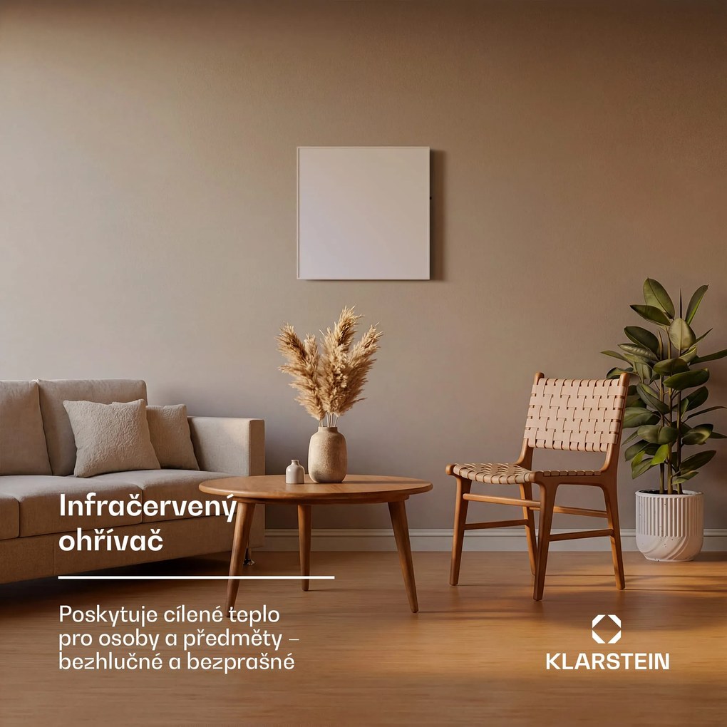 Klarstein Wonderwall 360 Smart, infračervený ohřívač, 60 x 60 cm, 360 W, časovač, IP24, bílý