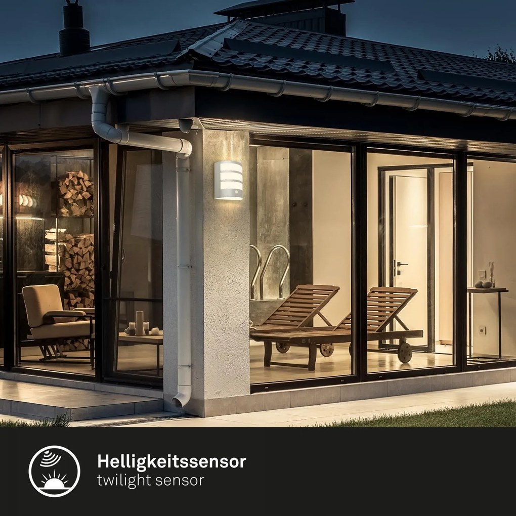 BRI 3795014 LED nabíjecí nástěnné svítidlo, venkovní, pohybové čidlo, soumrakový senzor, IP44, matný chrom - BRILONER