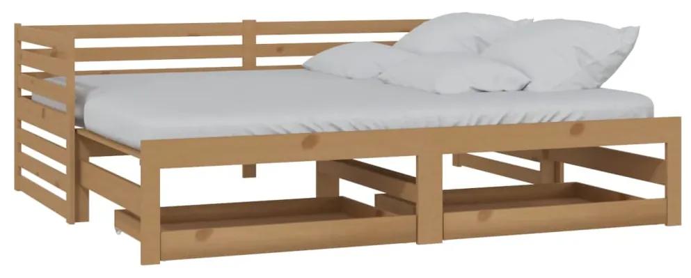Výsuvná denní postel 2×(90×200 cm) medová masivní borové dřevo,  3083712