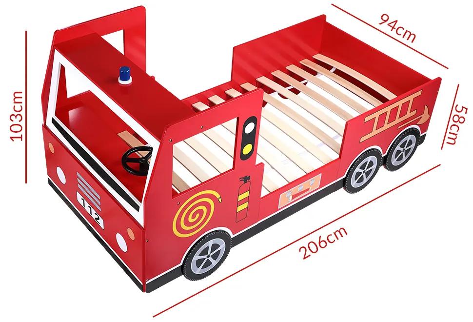 Casaria Dětská postel hasičské auto 200 x 90 cm 990747
