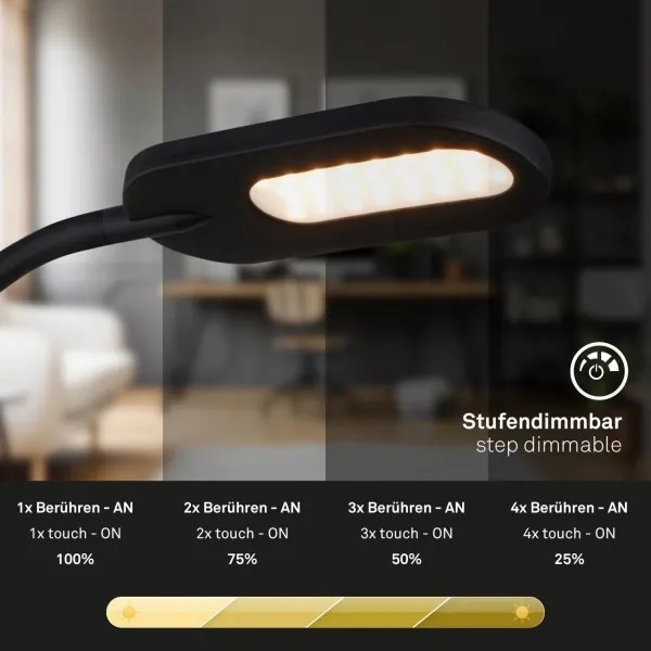 Briloner 2177015 - LED Stmívatelná flexibilní nástěnná lampa LED/6W/230V černá