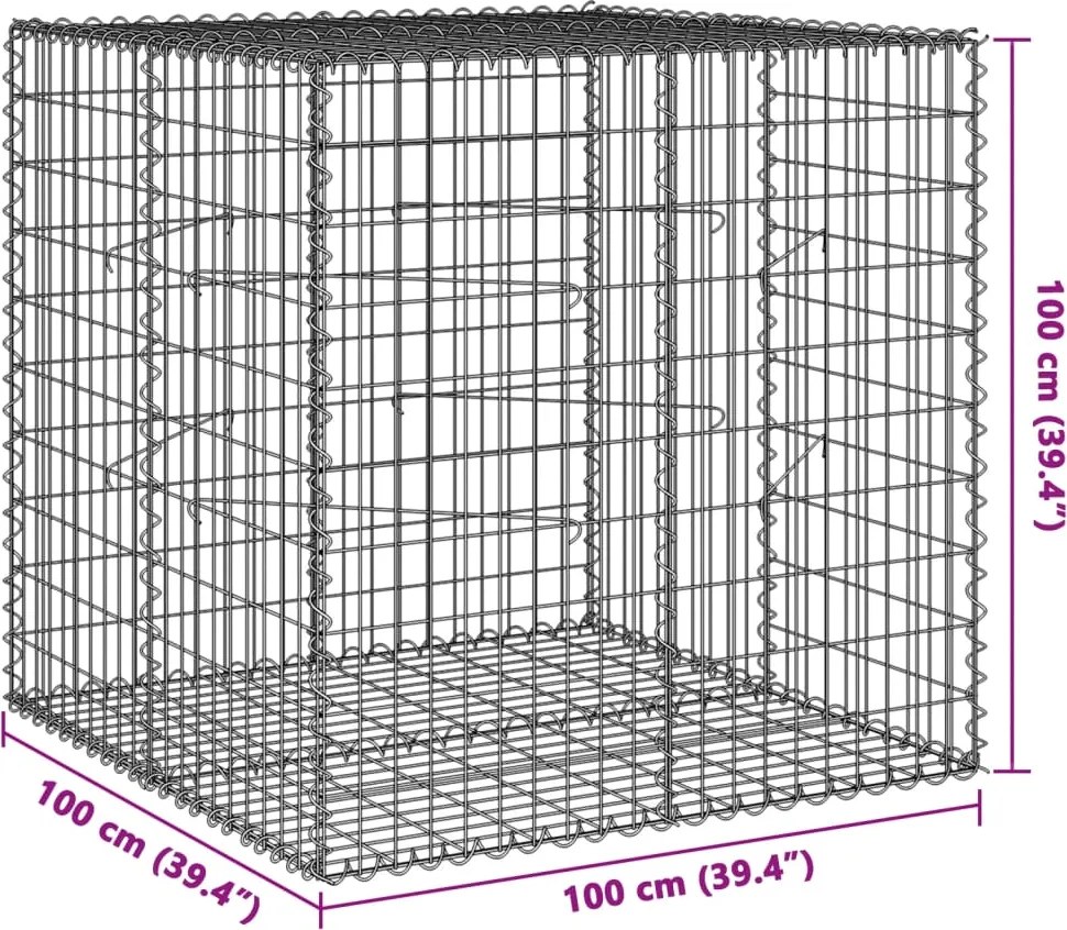 Gabionový koš s víkem 100 x 100 x 100 cm pozinkované železo 3295190